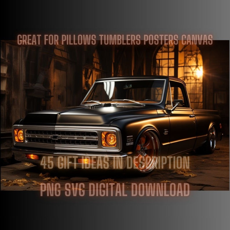 68 Chevy C10 Pickup PNG Bundle, Vintage Muscle Truck Wall Art Png ...