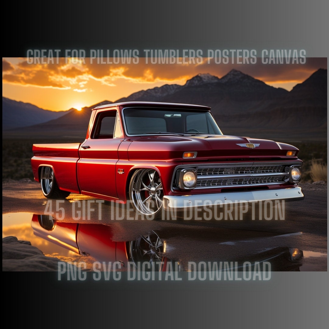 Old School Chevy C10 Pickup PNG Bundle, Vintage Muscle Truck Wall Art ...