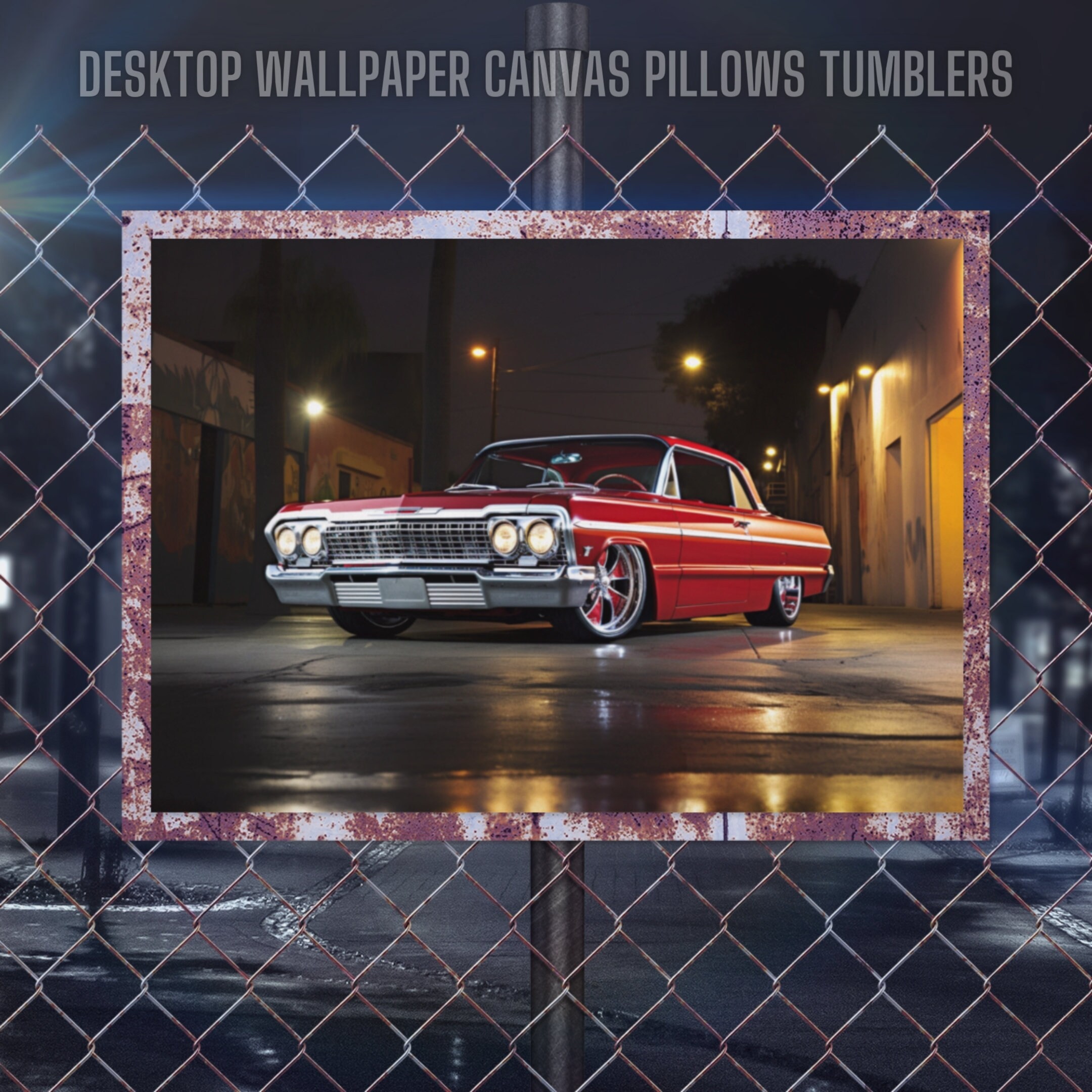 Candy Red 64 Impala SS Lowrider, Cityscape PNG Bundle - Etsy