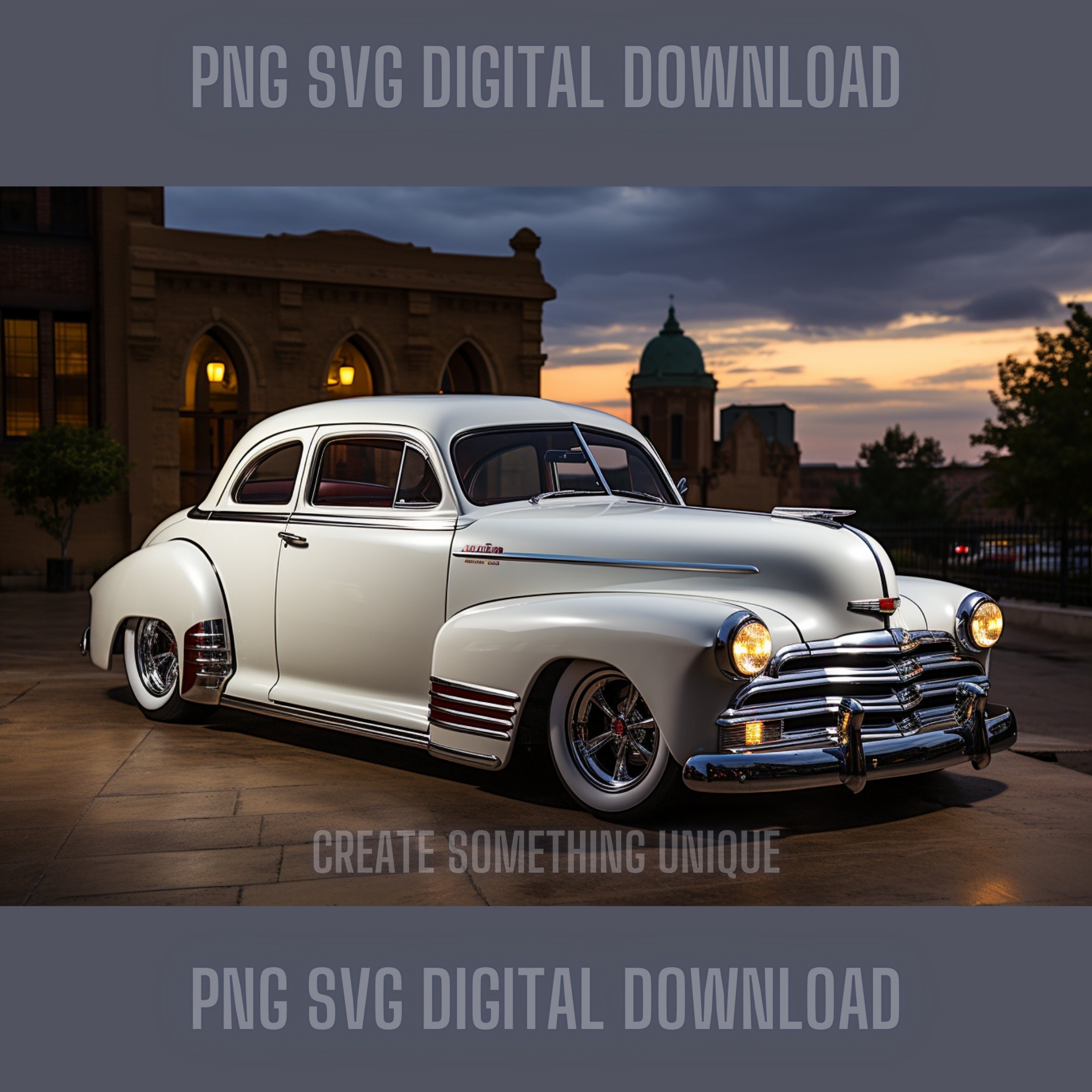White 48 Chevy Fleetmaster PNG Bundle, Retro Chevy Wall Art Png, Custom ...