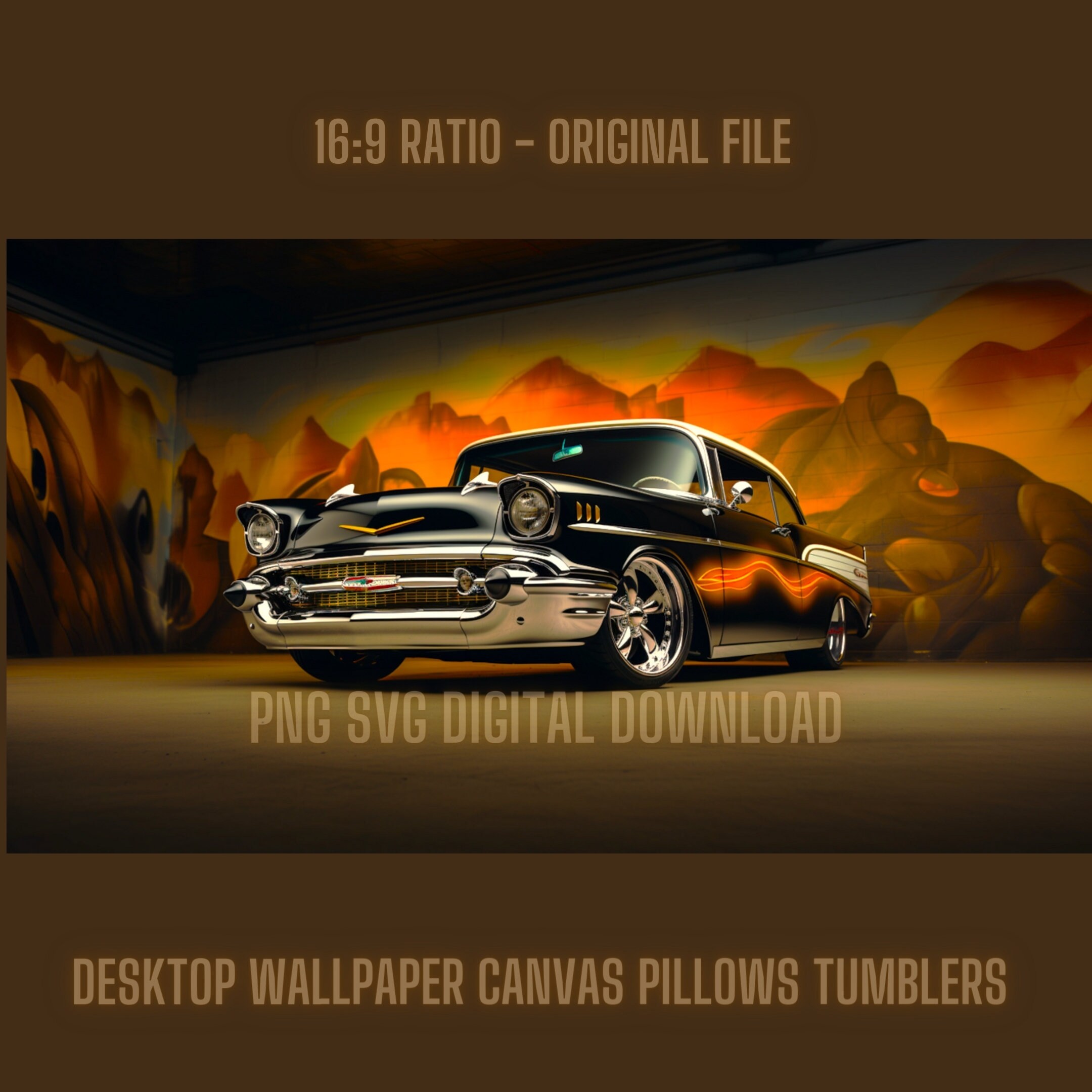 This Custom Black 57 Chevy PNG Bundle Comes With 5 Different Aspect ...