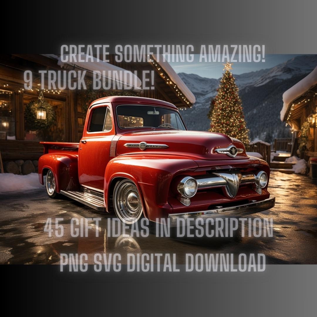 Red 52 Ford Truck Christmas Design PNG Bundle, Christmas C10 Wall Art ...