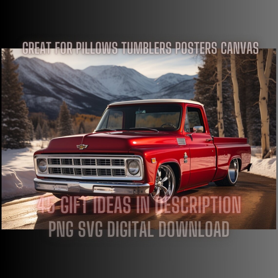 Classic Chevy C10 Pickup PNG Bundle, Vintage Muscle Truck Wall Art Png ...