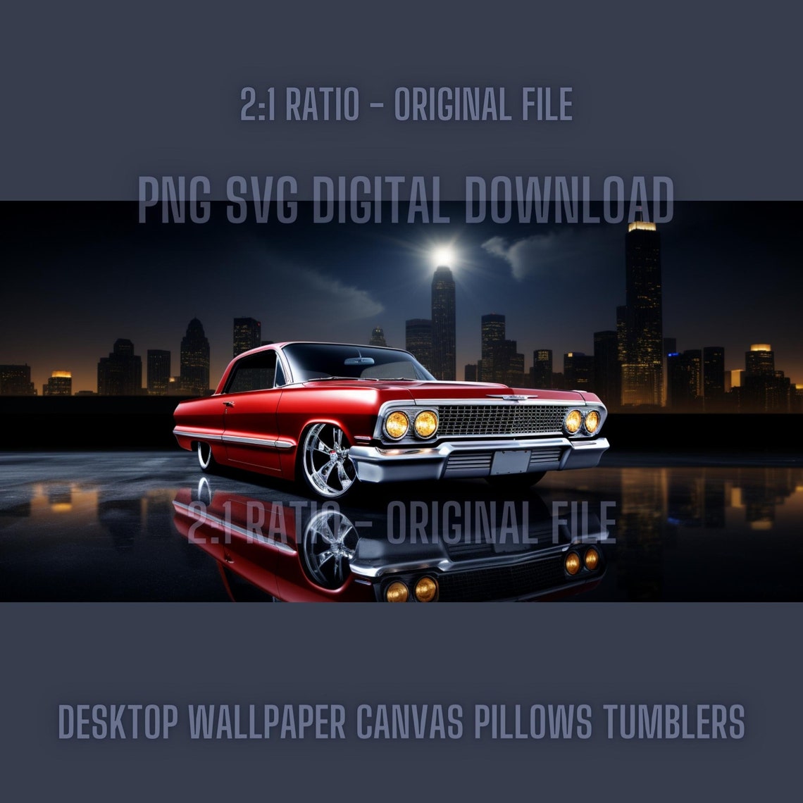 Candy Red 64 Impala Lowrider Cityscape PNG, 5 Aspect Ratio Bundle ...
