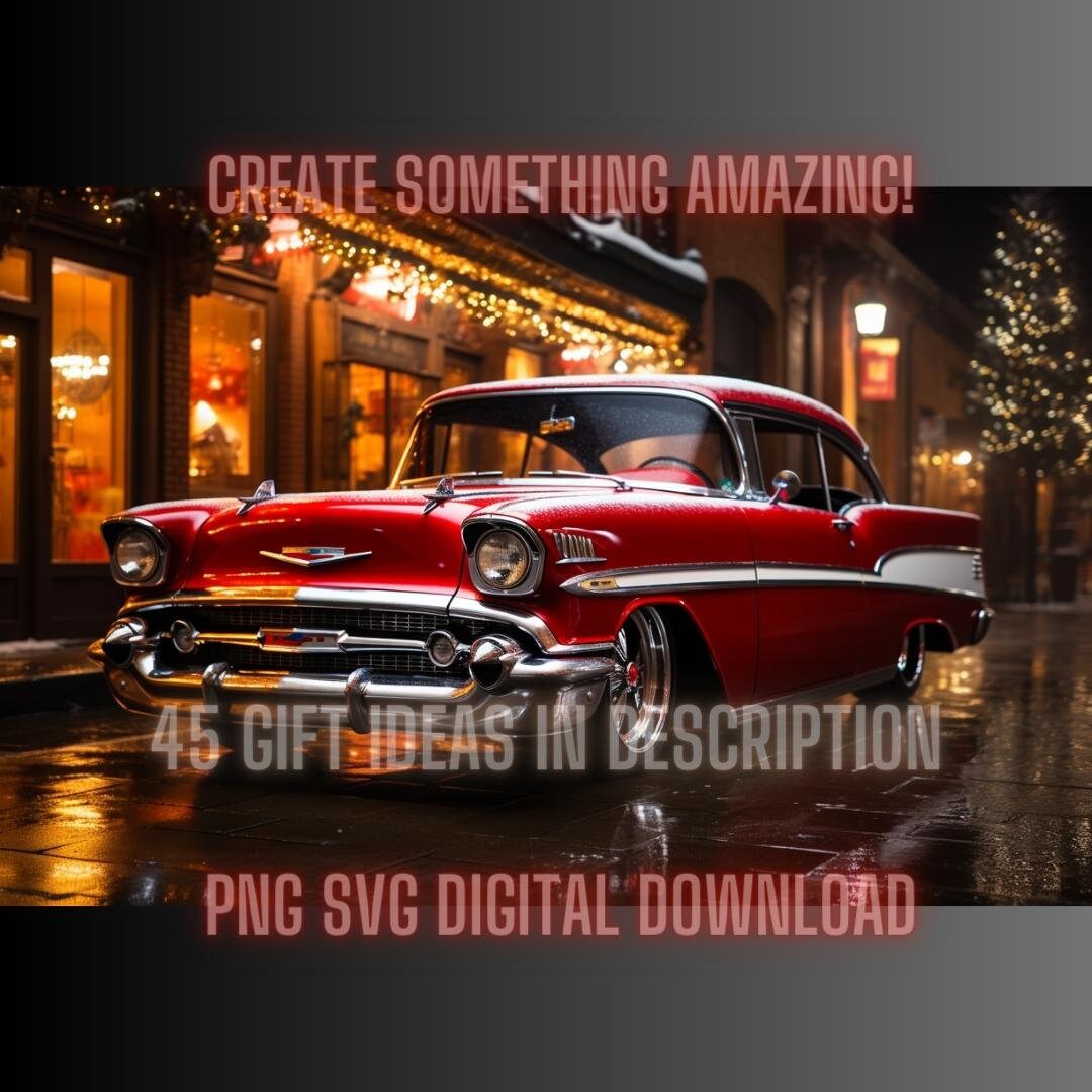 Christmas 57 Chevy PNG, 9 Car Bundle Digital Download, Holiday Muscle ...
