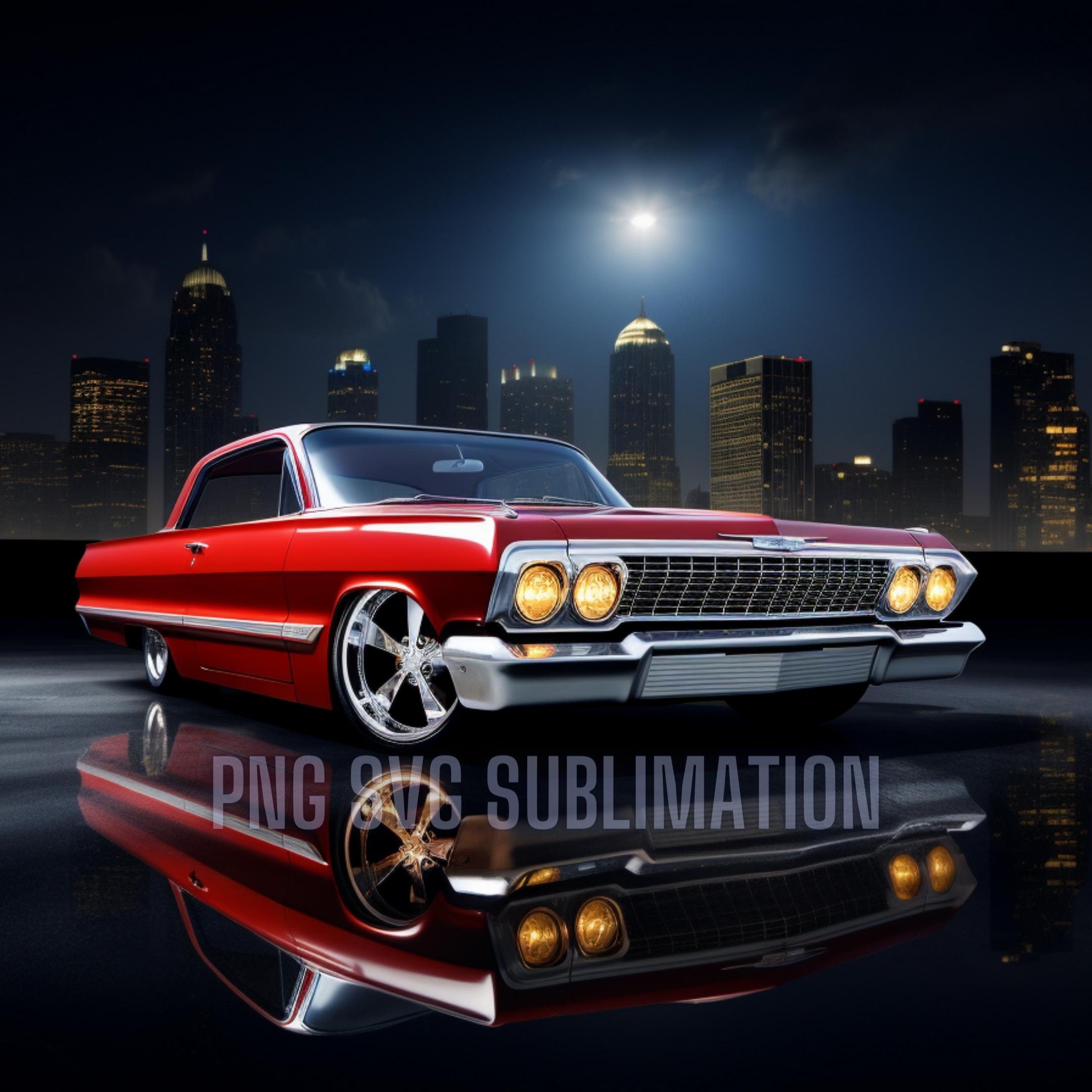 Candy Red 64 Impala Lowrider PNG File a Stunning Sublimation Design ...