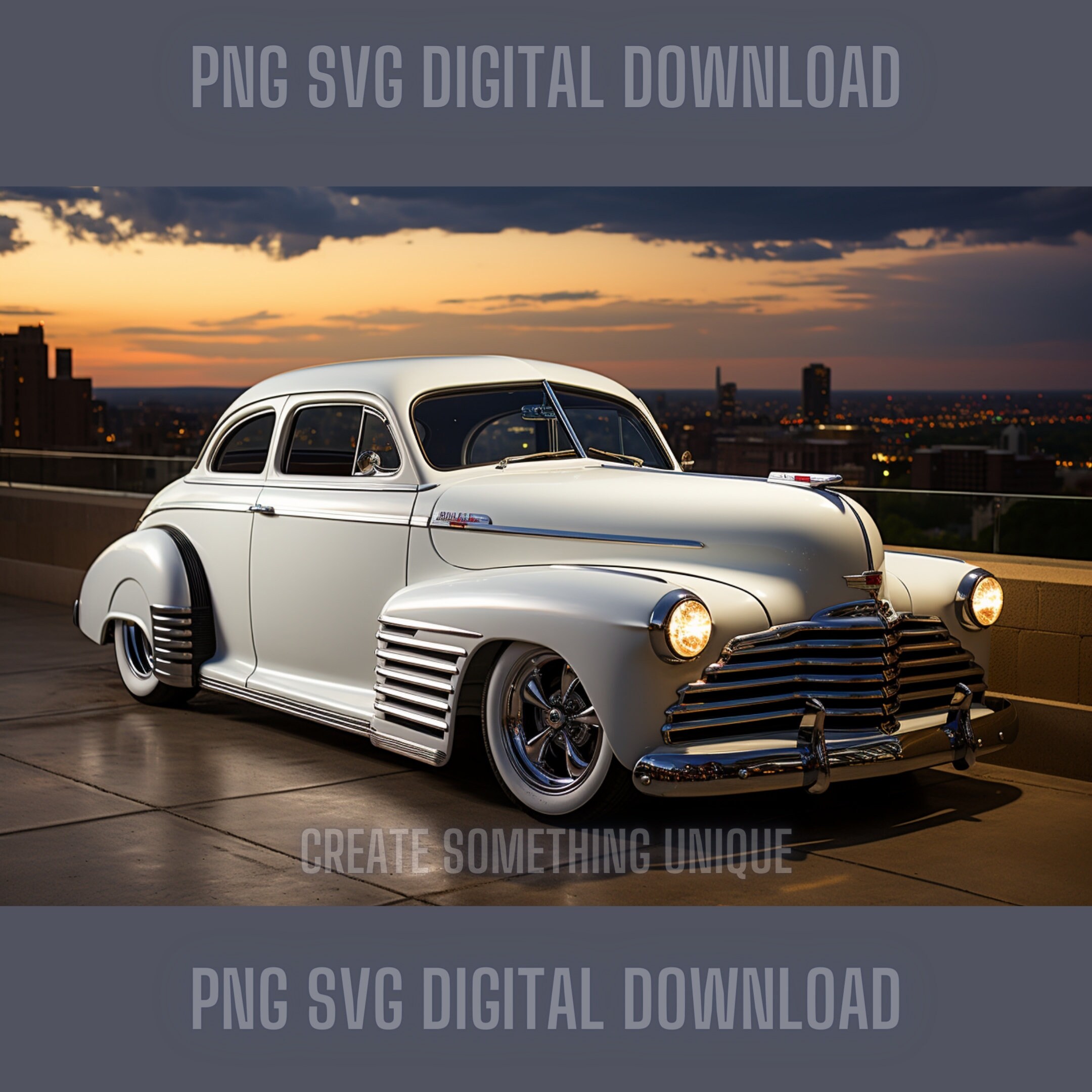 White 48 Chevy Fleetmaster PNG Bundle, Retro Chevy Wall Art Png, Custom ...