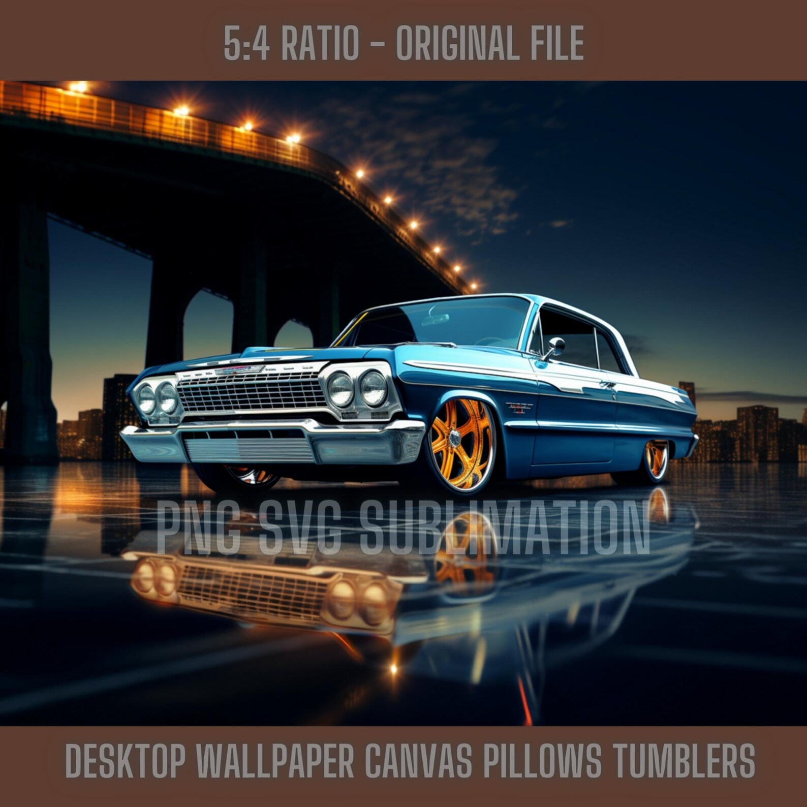 Candy Blue 64 Impala Lowrider Cityscape PNG 5 Aspect Ratio Bundle ...
