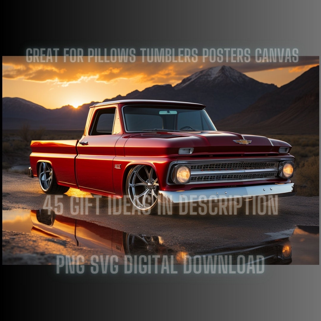 Old School Chevy C10 Pickup PNG Bundle, Vintage Muscle Truck Wall Art ...