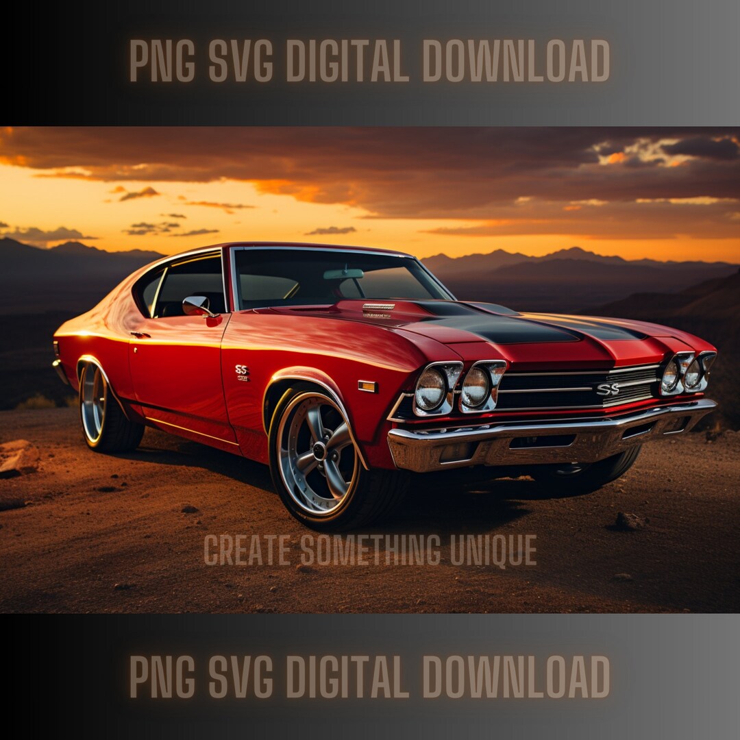 68 Chevelle SS PNG Bundle, Classic Muscle Car Wall Art Png, Vintage ...