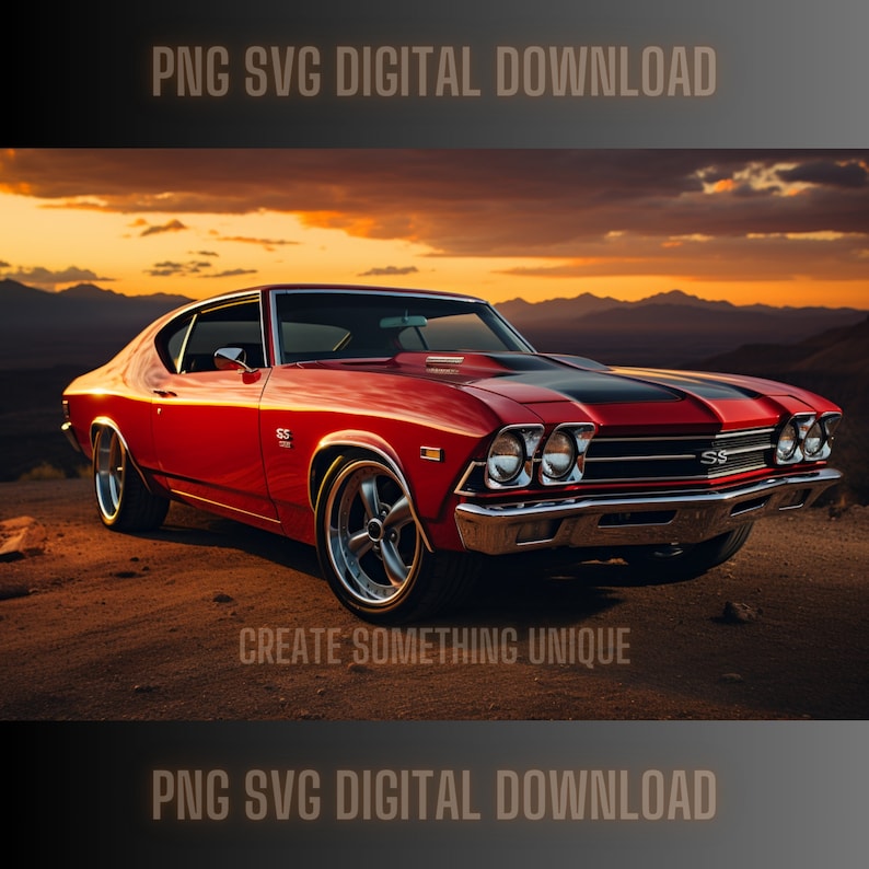 68 Chevelle SS PNG Bundle, Classic Muscle Car Wall Art Png, Vintage ...