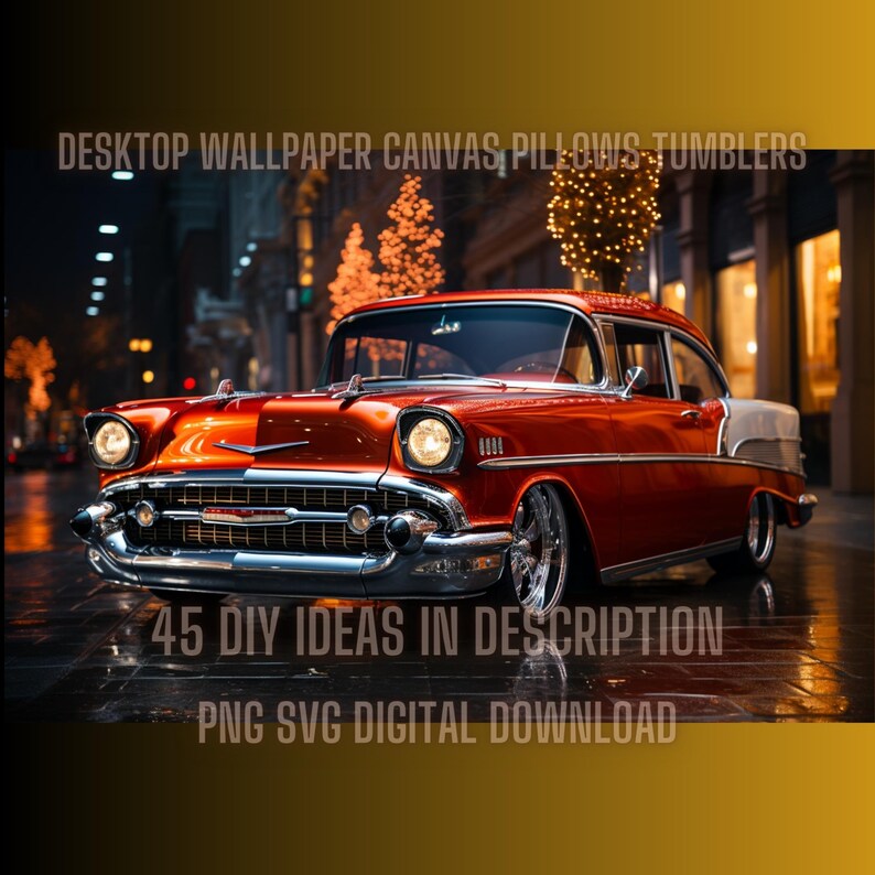 Classic Red 57 Chevy PNG 9 Car Bundle, Digital Download, Vintage Muscle ...