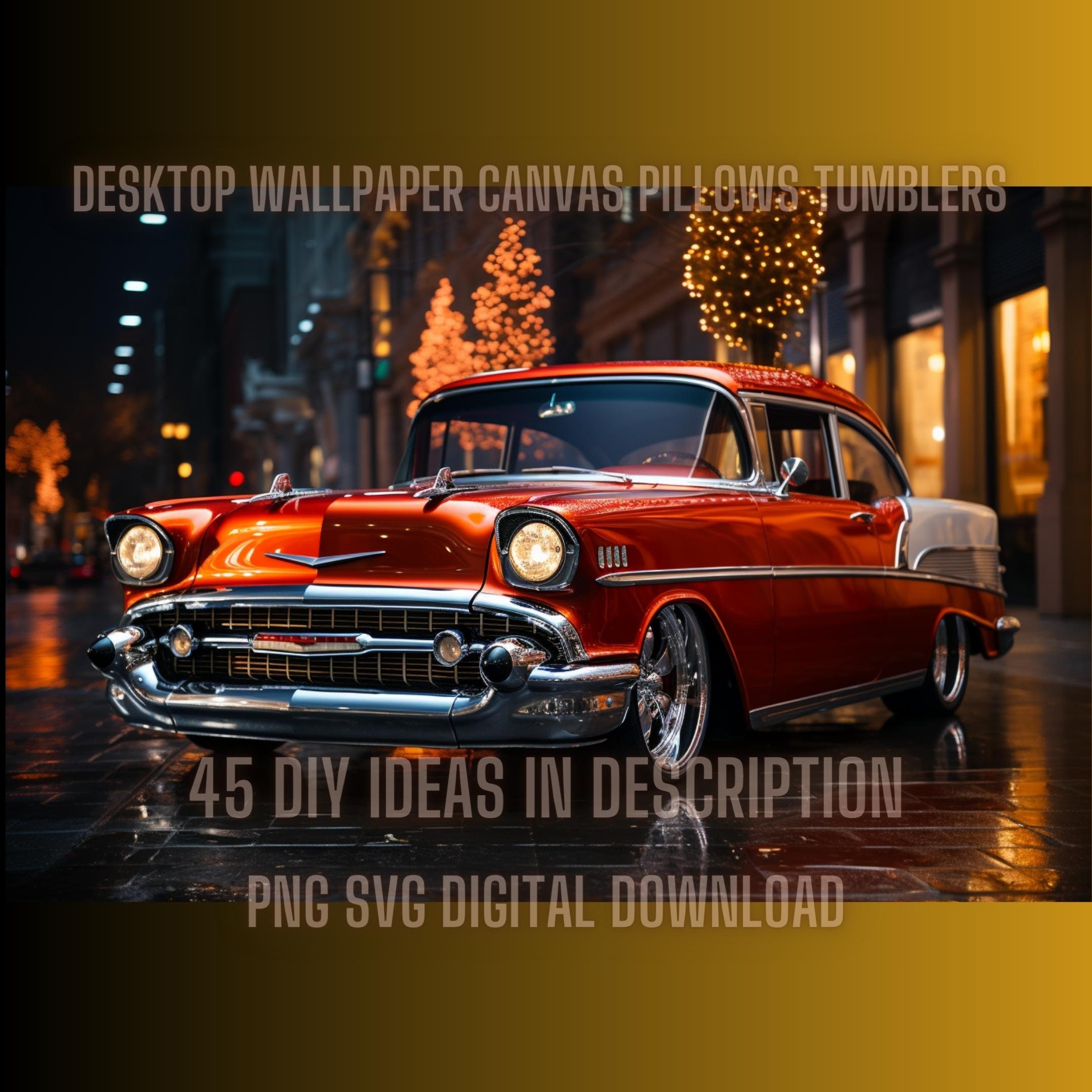 Classic Red 57 Chevy PNG 9 Car Bundle, Digital Download, Vintage Muscle ...