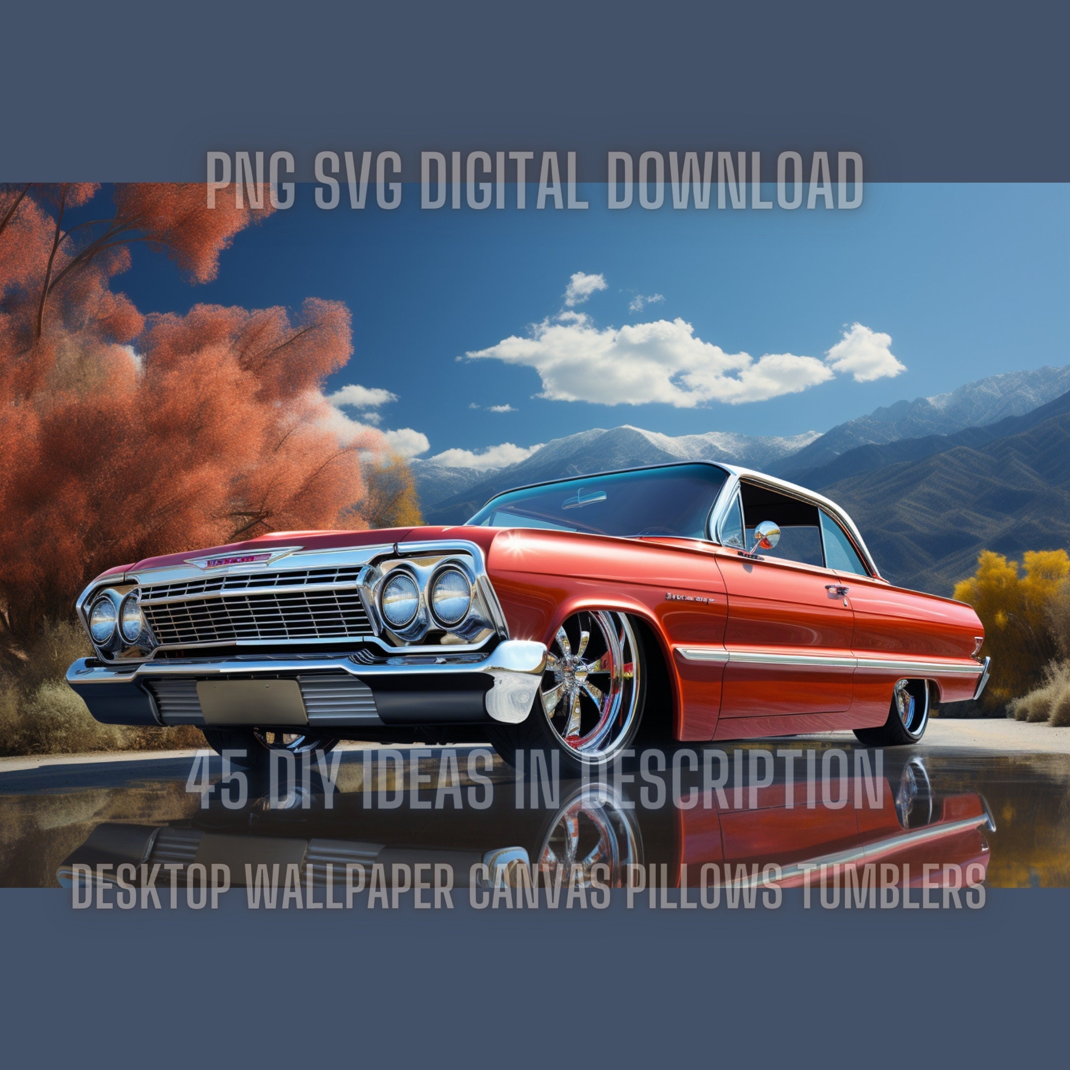 Custom 64 Impala Red Lowrider PNG Bundle, Chicano Lowrider Png ...