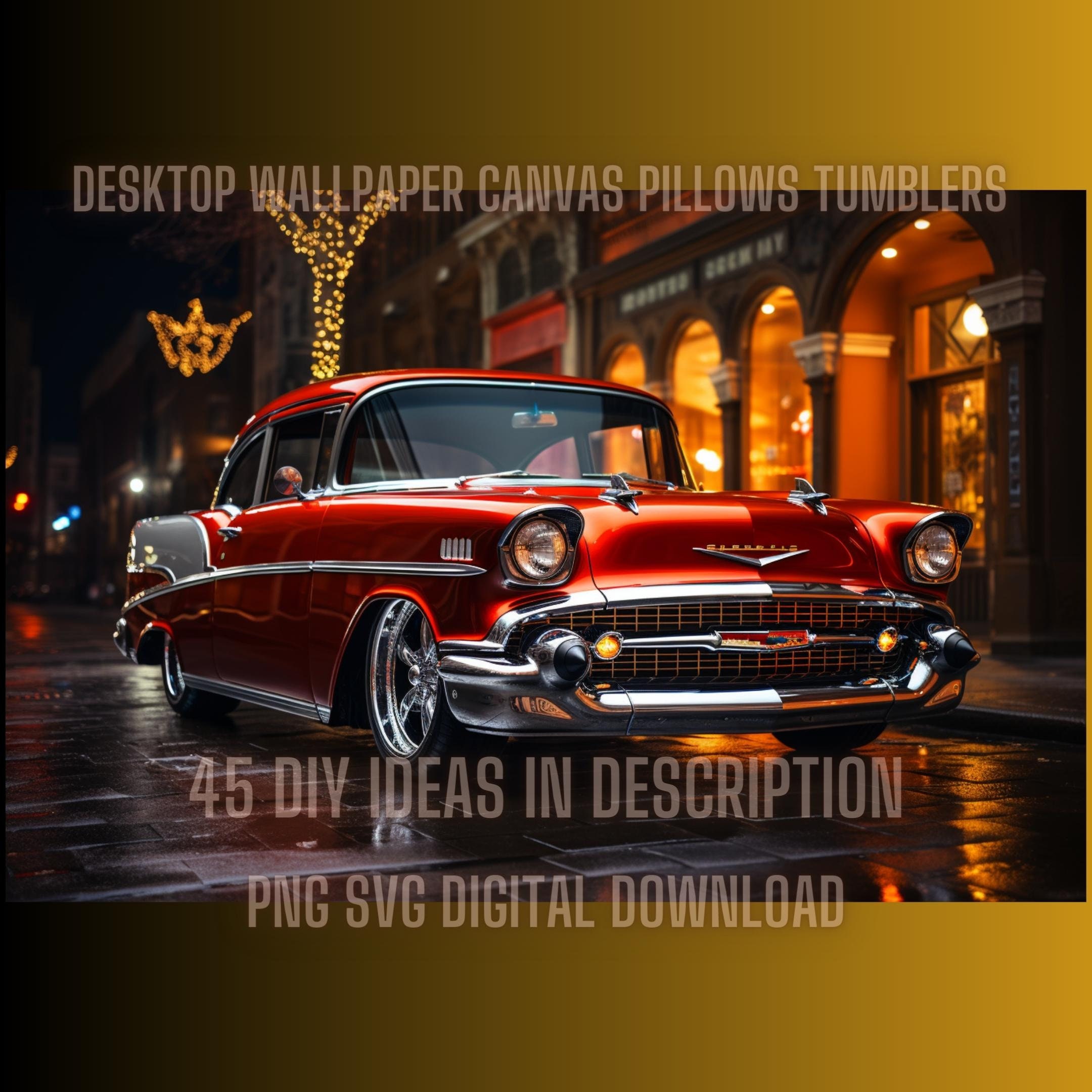Classic Red 57 Chevy PNG 9 Car Bundle, Digital Download, Vintage Muscle ...