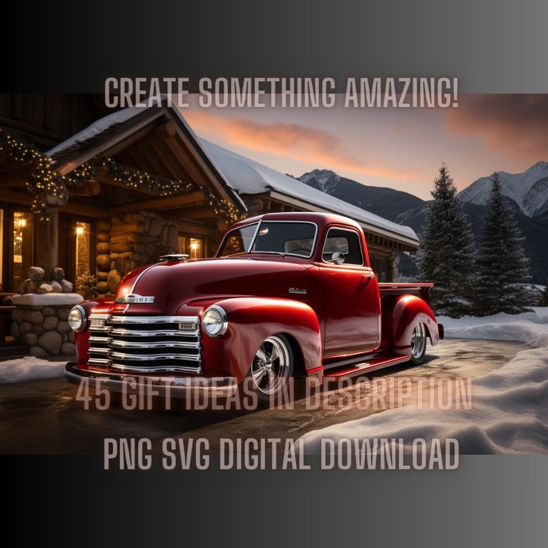 Christmas 48 Chevy C10 Pickup Truck PNG Bundle, Christmas C10 Art Png ...