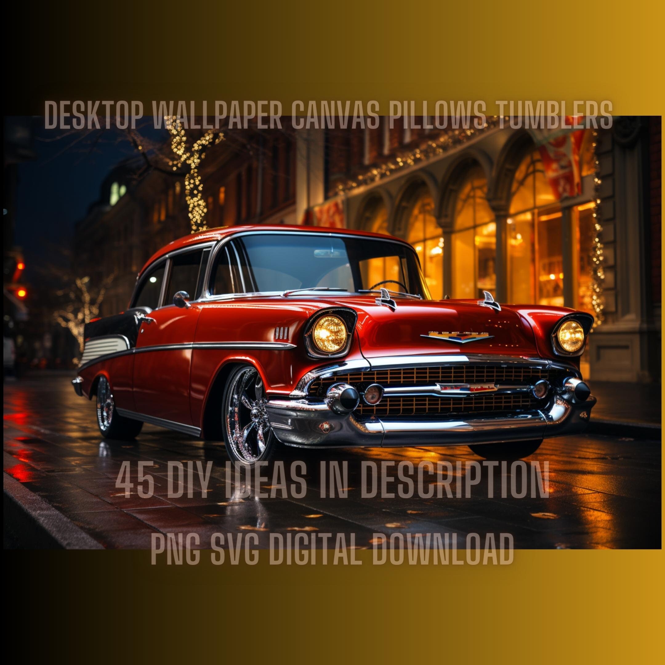 Custom Red 57 Chevy PNG 9 Car Bundle, Digital Download, Classic Muscle ...