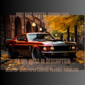 Custom Red 68 Mach 1 Cobra PNG Digital Download, Vintage Muscle Car PNG ...