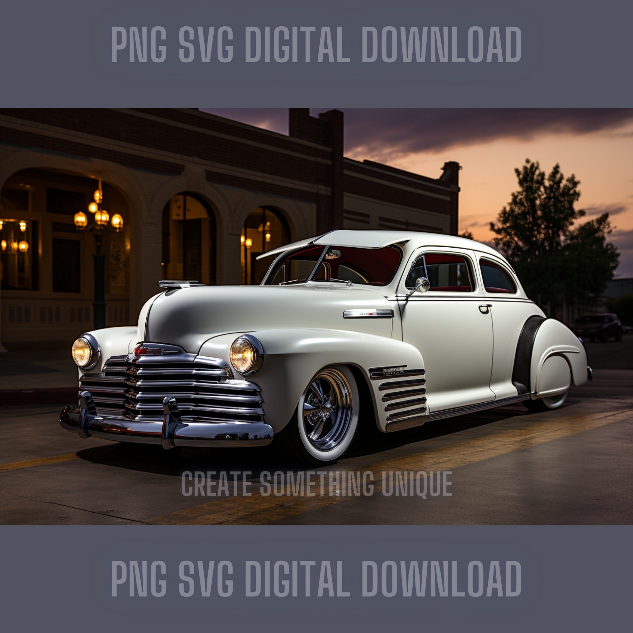 White 48 Chevy Fleetmaster PNG Bundle, Retro Chevy Wall Art Png, Custom ...