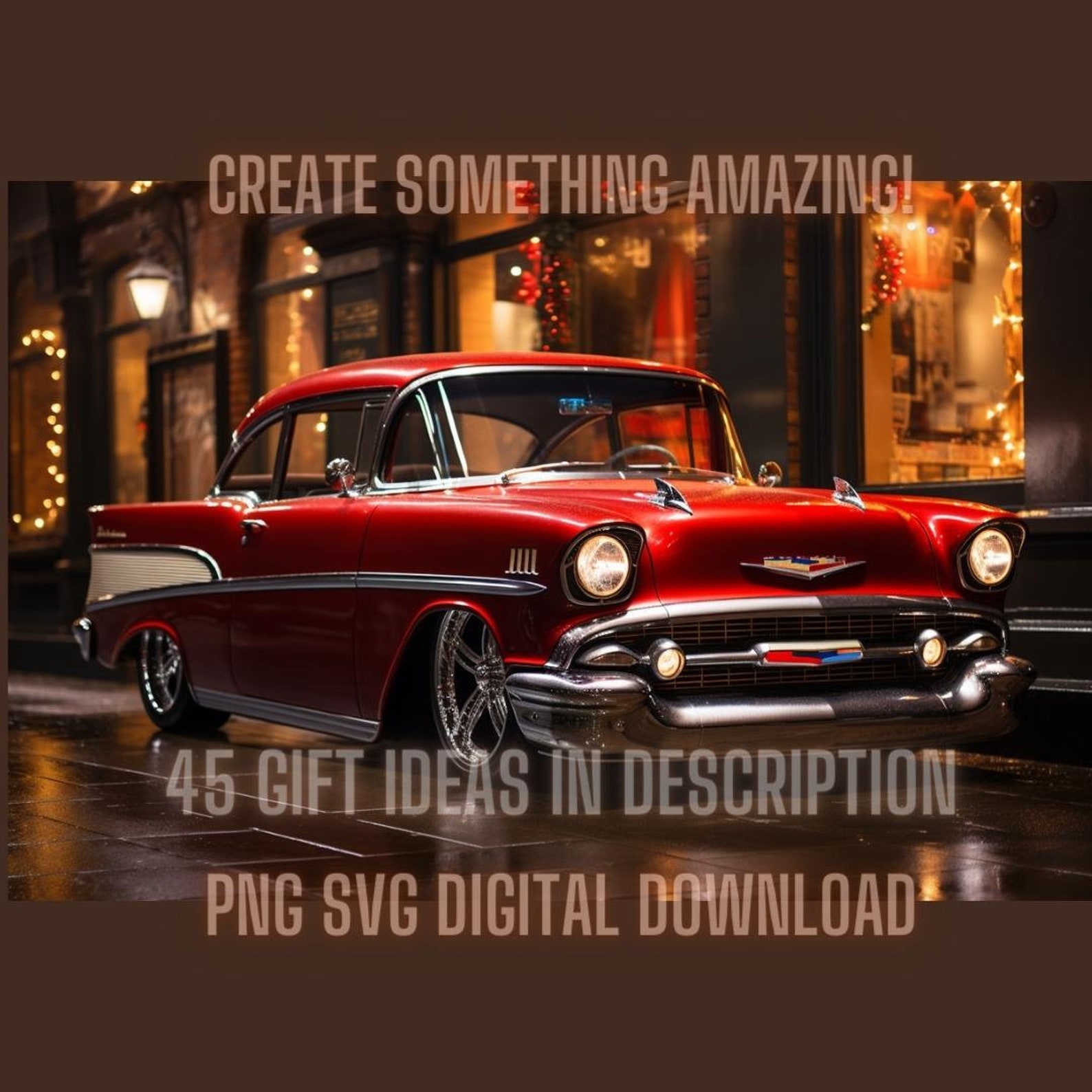 Christmas 57 Chevy PNG, 9 Car Bundle Digital Download, Retro Muscle Car ...