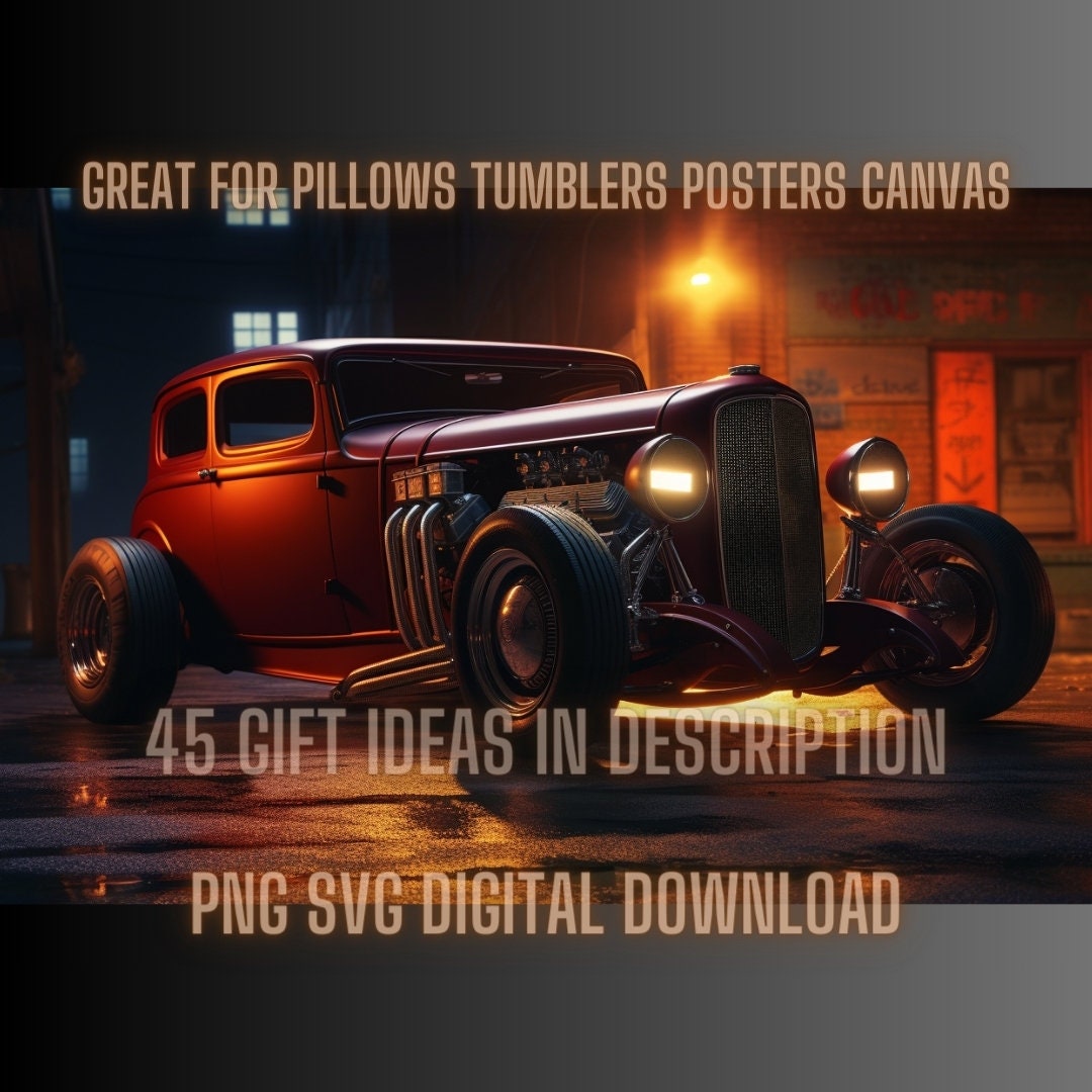 Vintage Rat Rod Night Drive PNG Gift for Him, Downloadable Gift for Car ...
