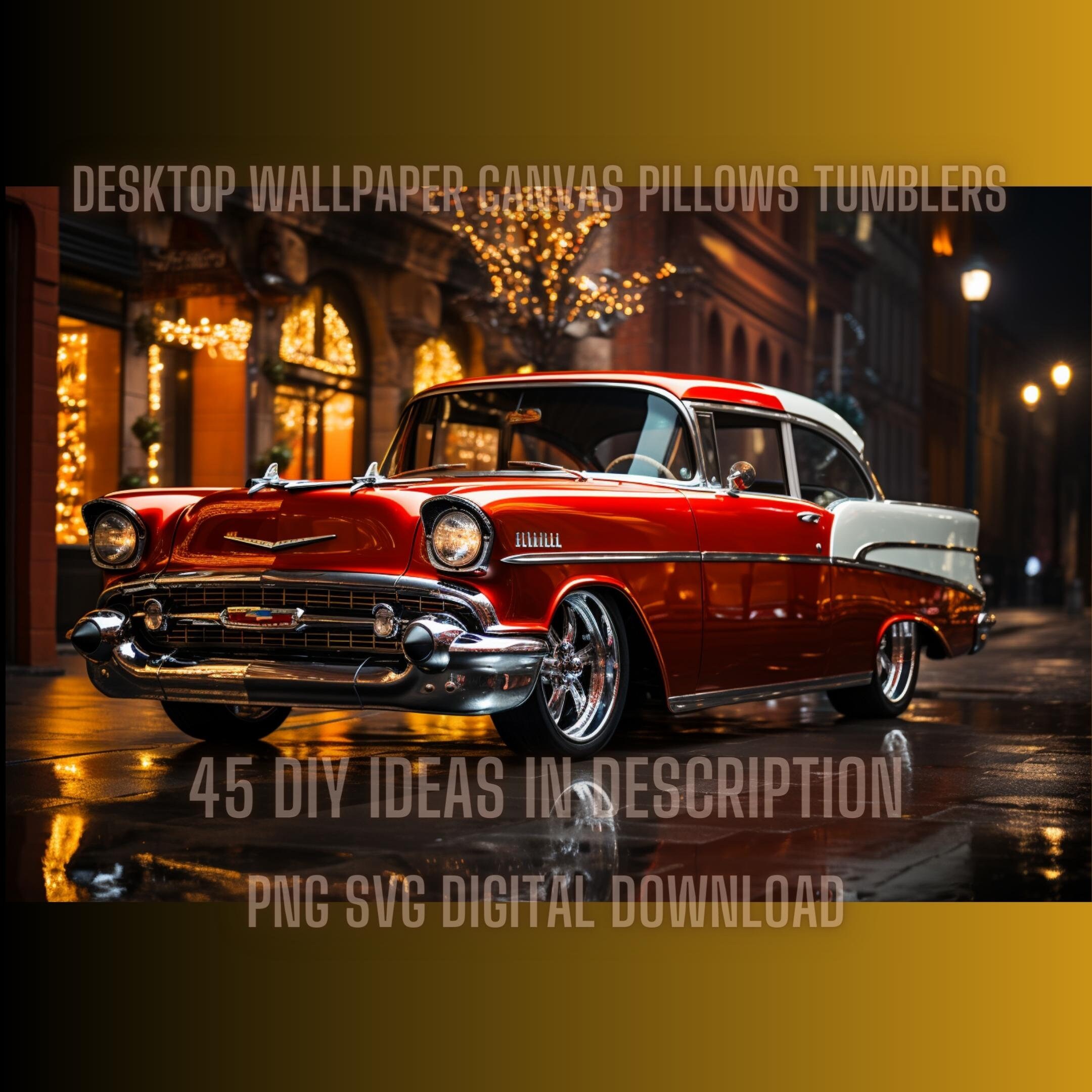 Classic Red 57 Chevy PNG 9 Car Bundle, Digital Download, Vintage Muscle ...