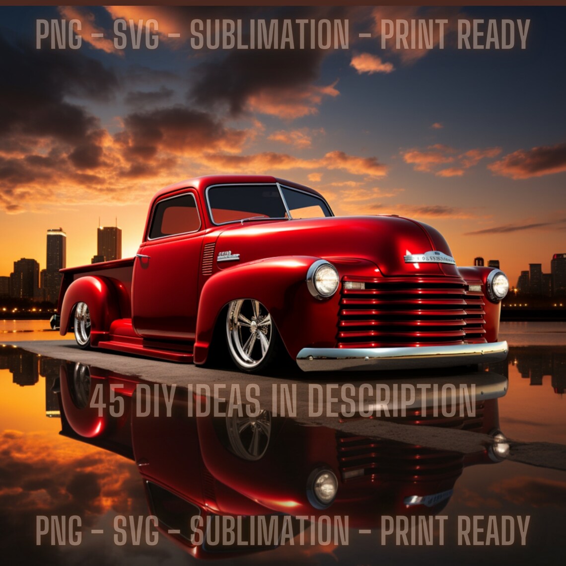 Red 48 Chevy 3100 Custom Lowrider Night Run, Unique SVG/PNG for Men ...