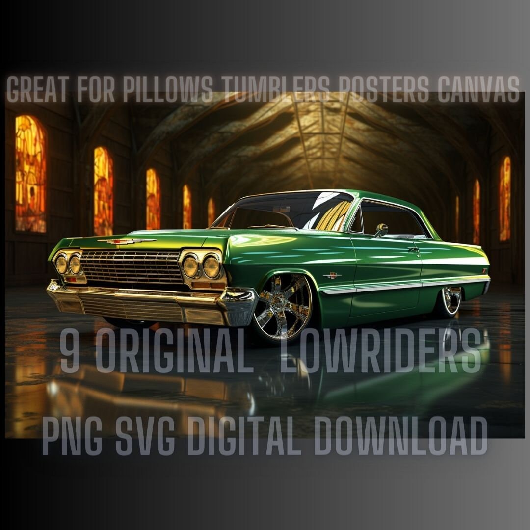 Green Gold 64 Impala Lowrider PNG Bundle, Chicano Lowrider Png ...