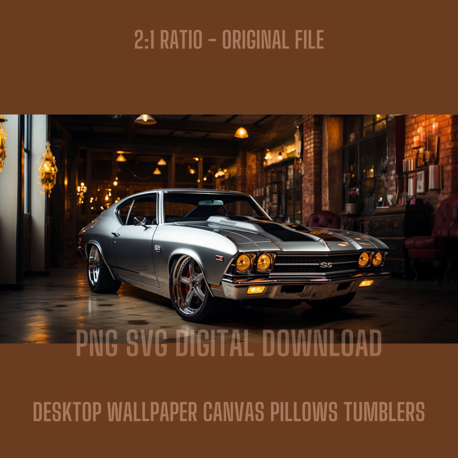 Vintage 68 Chevelle SS Silver Muscle Car Png, Svg Vintage Muscle Car ...
