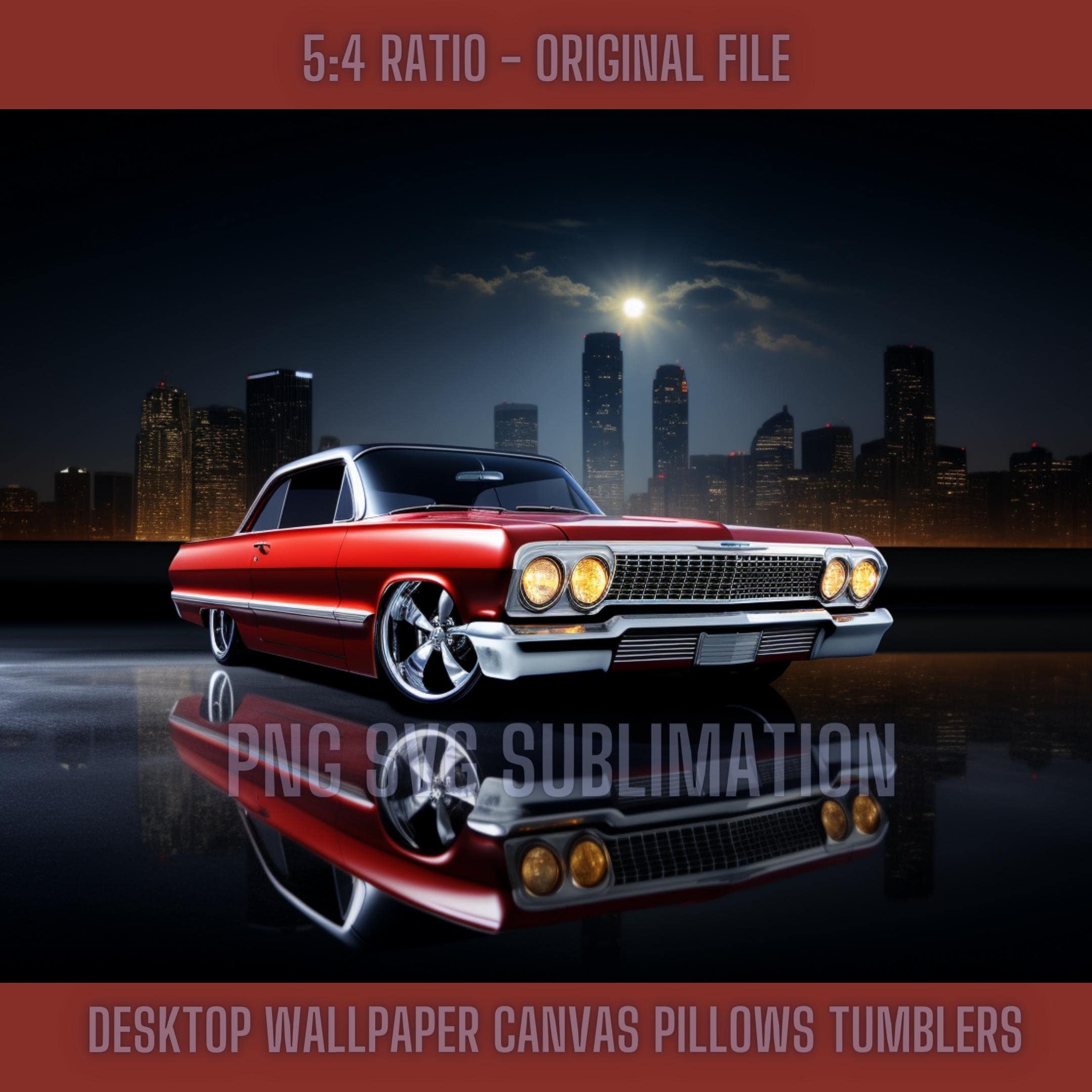 Candy Red 64 Impala Lowrider Cityscape PNG, 5 Aspect Ratio Bundle ...