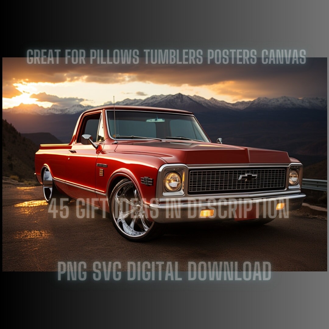 Classic Chevy C10 Pickup PNG Bundle, Vintage Muscle Truck Wall Art Png ...