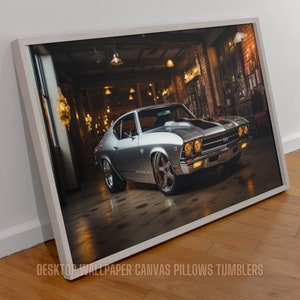 Vintage 68 Chevelle SS Silver Muscle Car Png, Svg Vintage Muscle Car ...