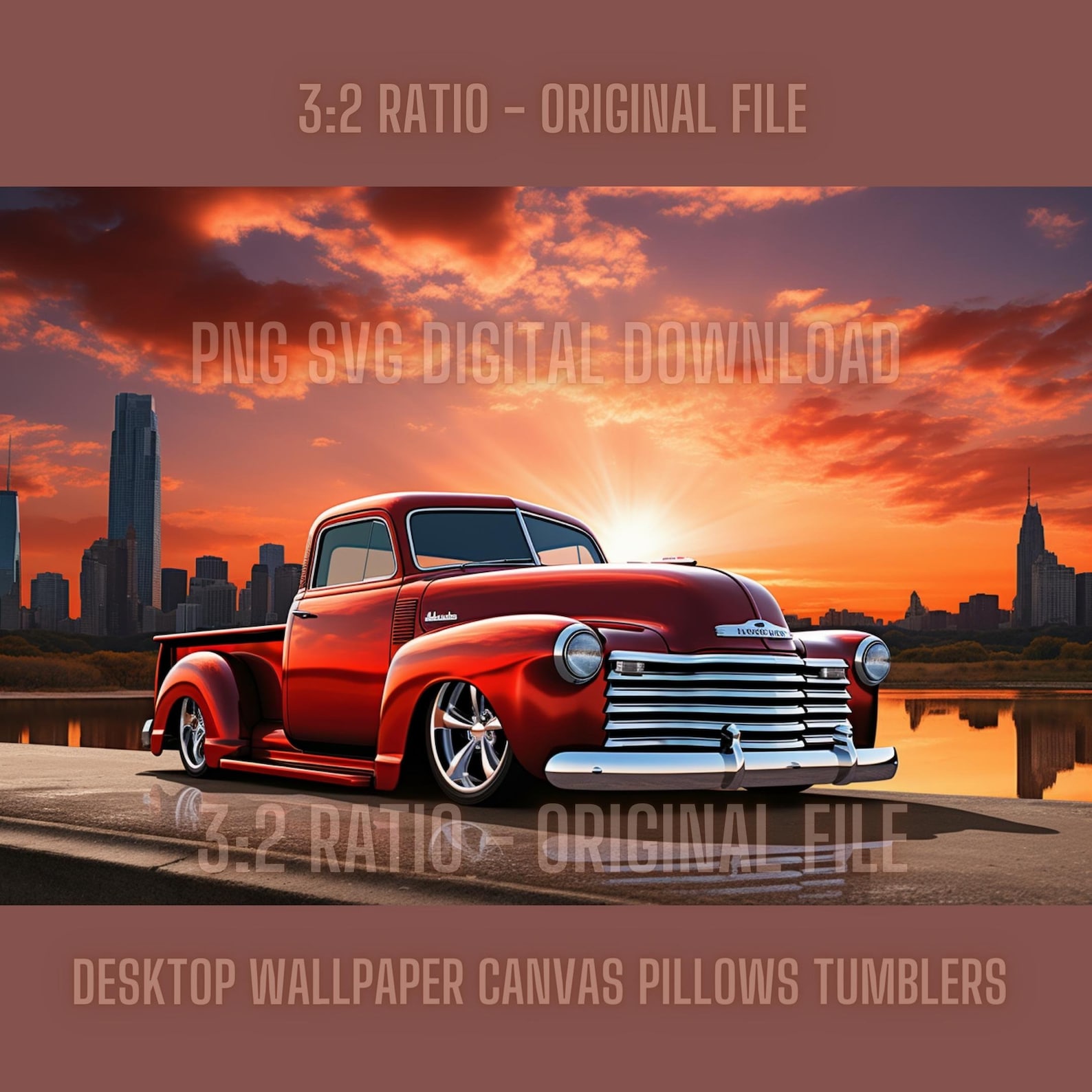 Candy Red 48 Lowrider Truck – Vintage Car PNG File (digital Download ...