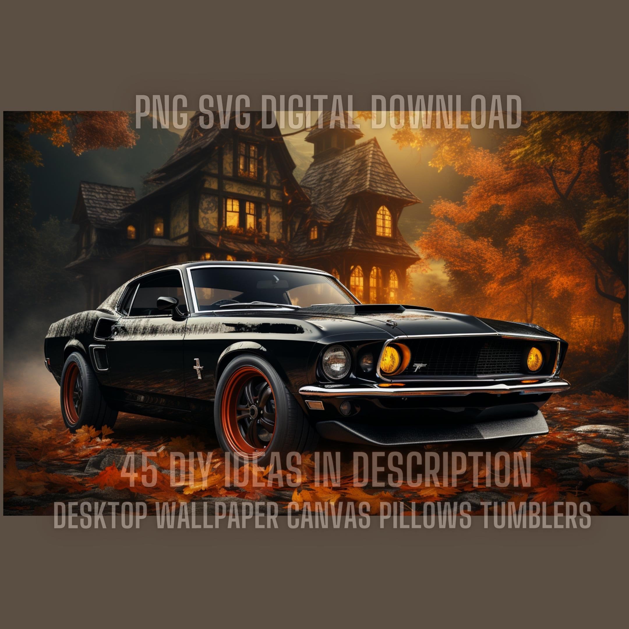 Black 68 Mach 1 Cobra PNG Digital Download, Vintage Muscle Car PNG, Svg ...