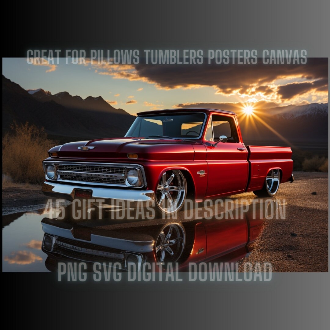 Old School Chevy C10 Pickup PNG Bundle, Vintage Muscle Truck Wall Art ...