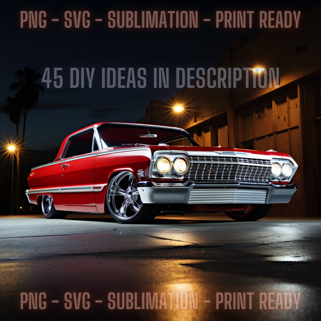 Candy Red 64 Impala SS Lowrider Late Night Cruise Muscle Car SVG - Man ...