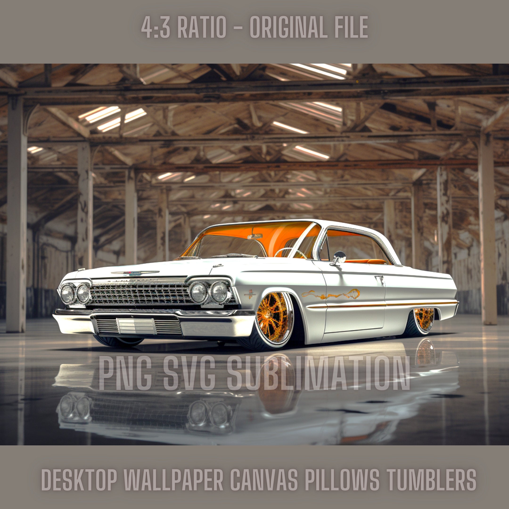 Vintage 64 Impala Lowrider PNG Digital Download for Car Guys & Dads (digital, Car Guy, Gift) 5 ...