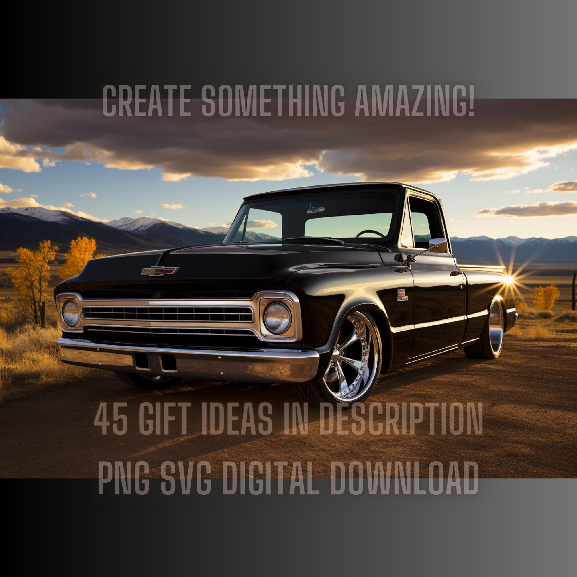 Black 68 Chevy C10 Pickup PNG Bundle, Classic Muscle Truck Wall Art Png ...