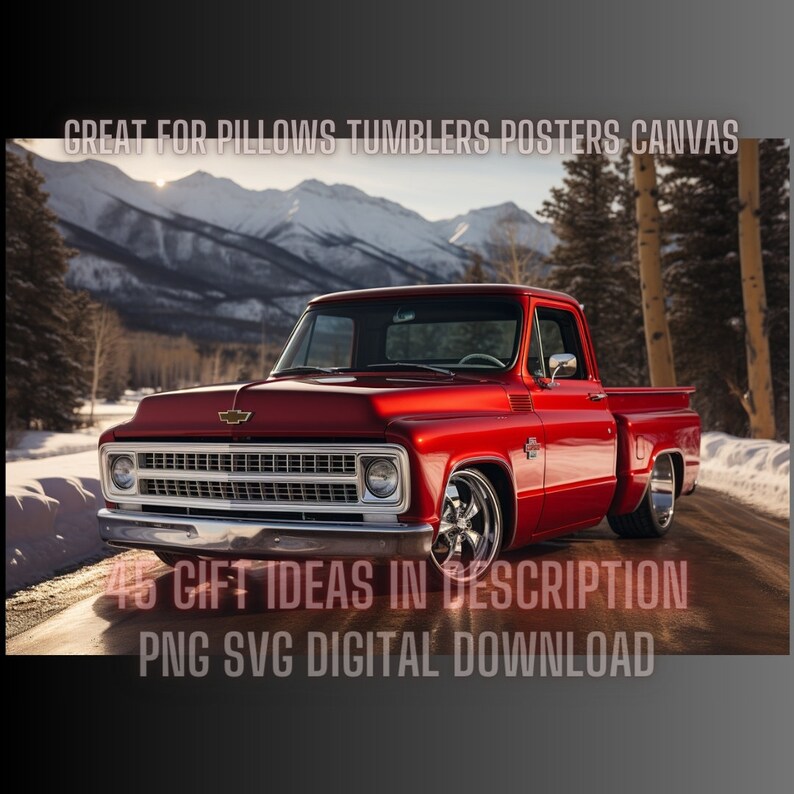 Classic Chevy C10 Pickup PNG Bundle, Vintage Muscle Truck Wall Art Png ...