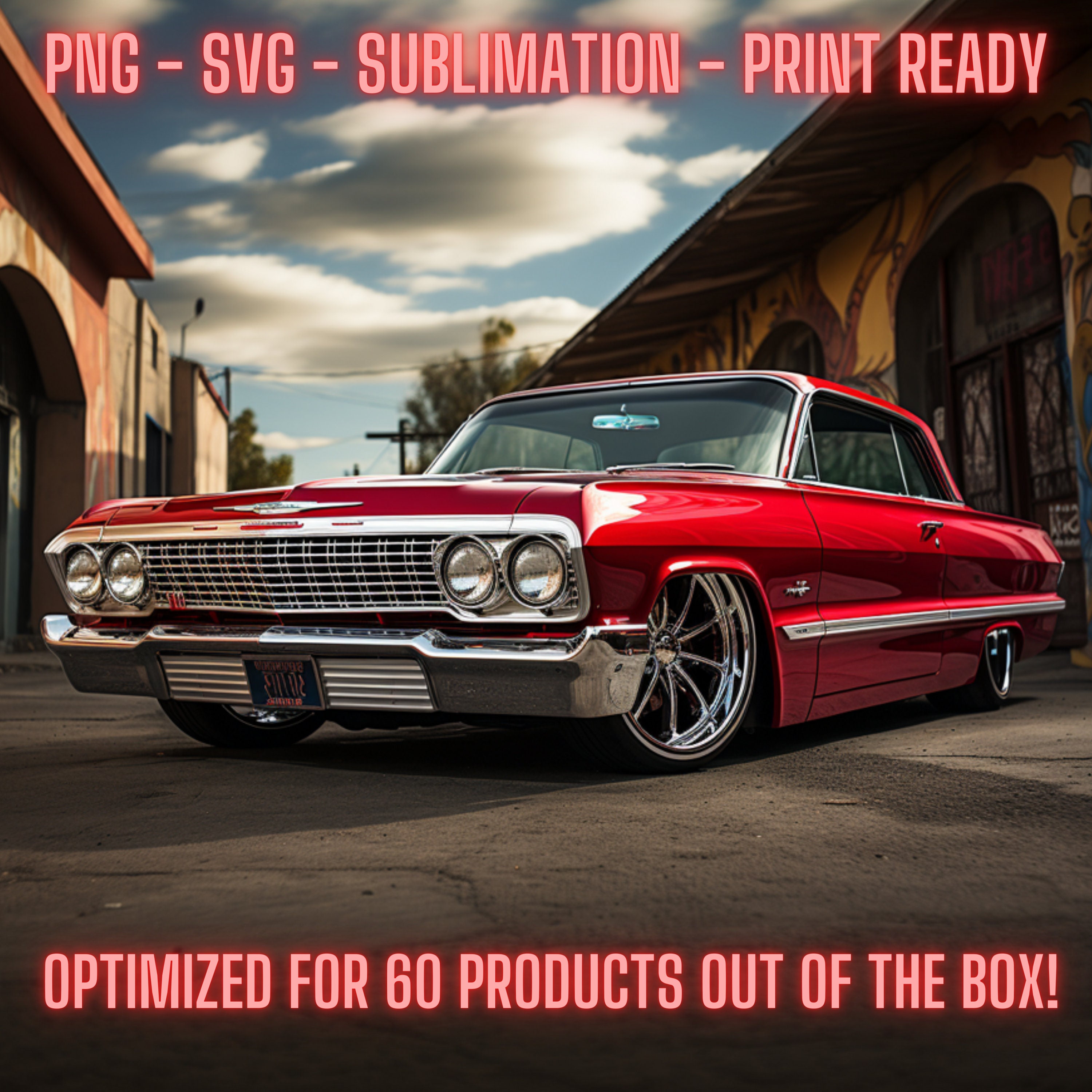 64 Impala SS Lowrider PNG Digital Download, Vintage Lowrider Png ...