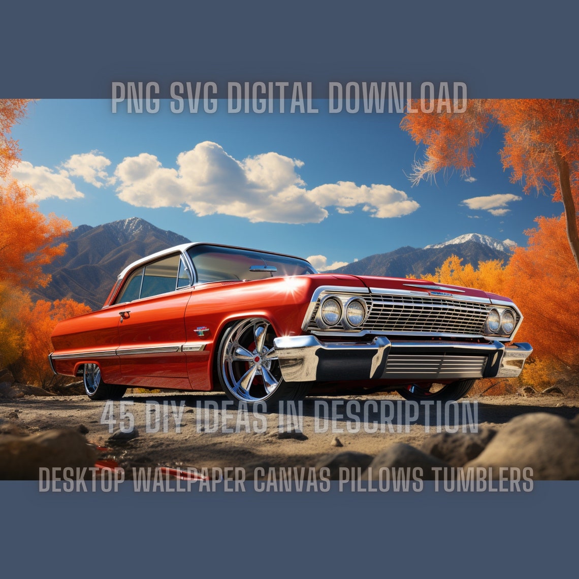 Custom 64 Impala Red Lowrider PNG Bundle Chicano Lowrider - Etsy