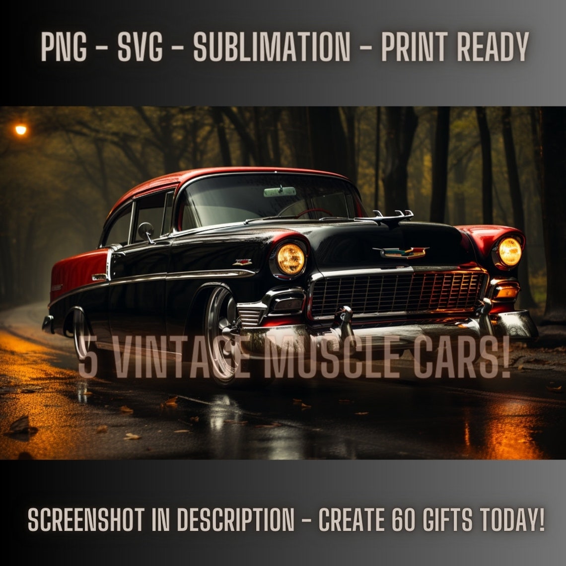 57 Chevy Classics - 5 Car Bundle, Digital Download, Custom Muscle Car ...