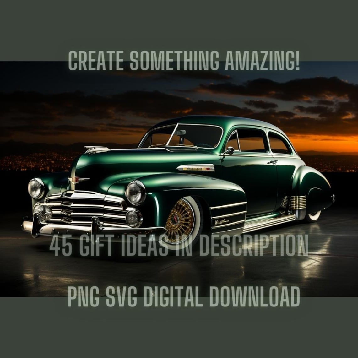 Green 48 Chevy Fleetmaster PNG Bundle, Retro Chevy Wall Art Png, Custom ...