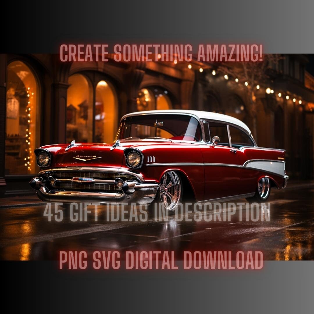 Christmas 57 Chevy PNG, 9 Car Bundle Digital Download, Holiday Muscle ...