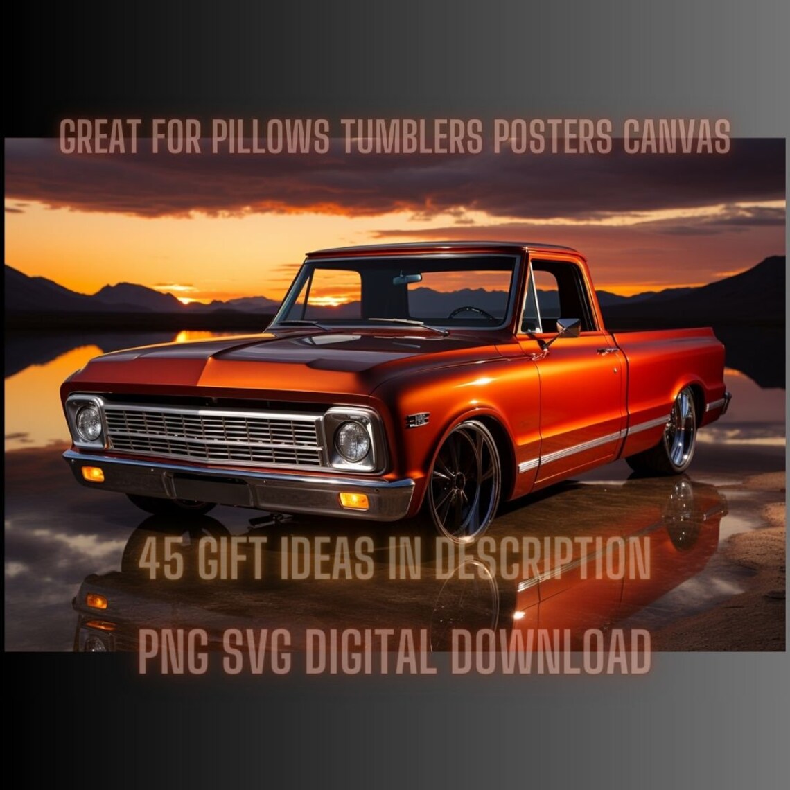 68 Chevy C10 Pickup PNG Bundle, Vintage Muscle Truck Wall Art Png ...