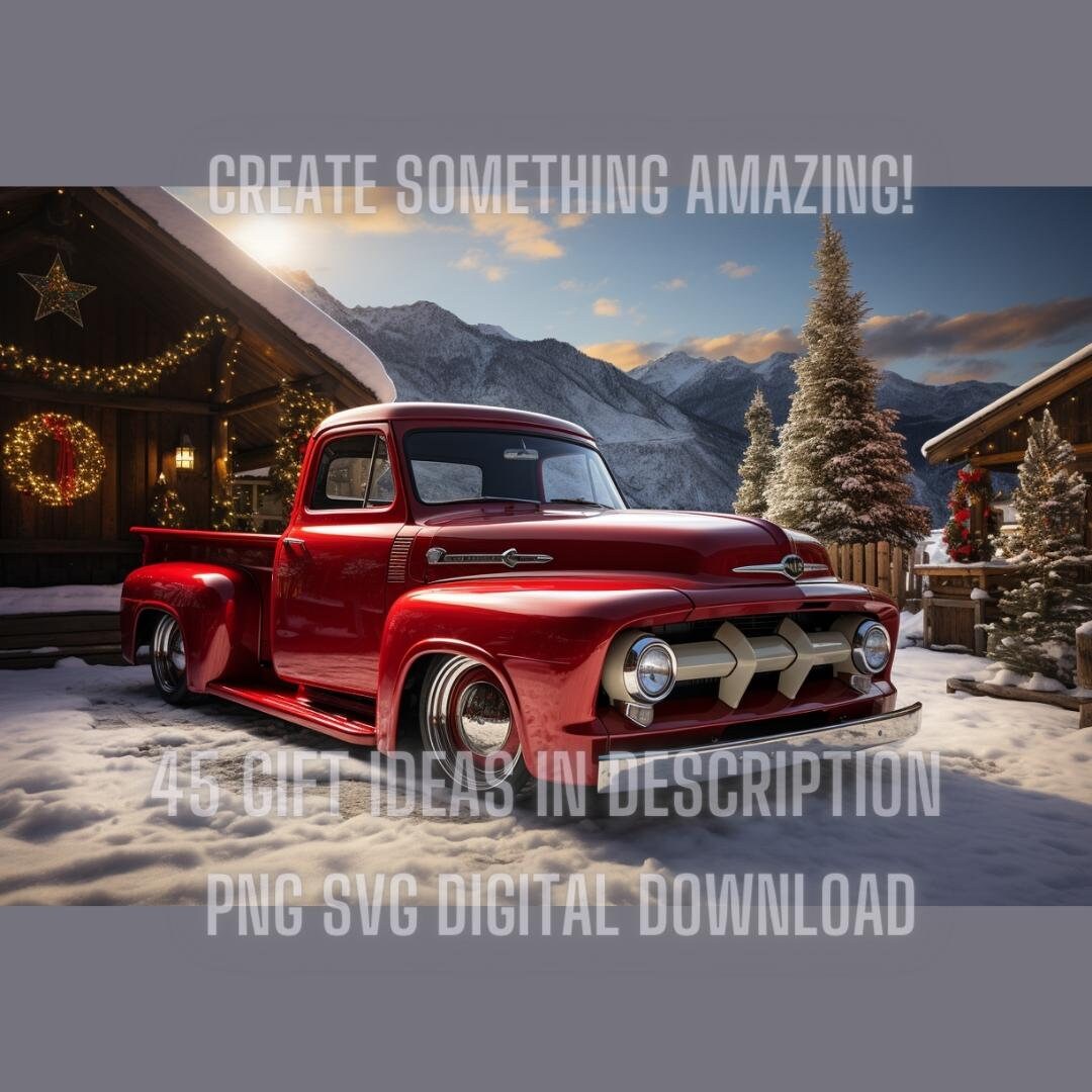 52 Ford Truck Christmas Design PNG Bundle, Christmas C10 Wall Art Png ...