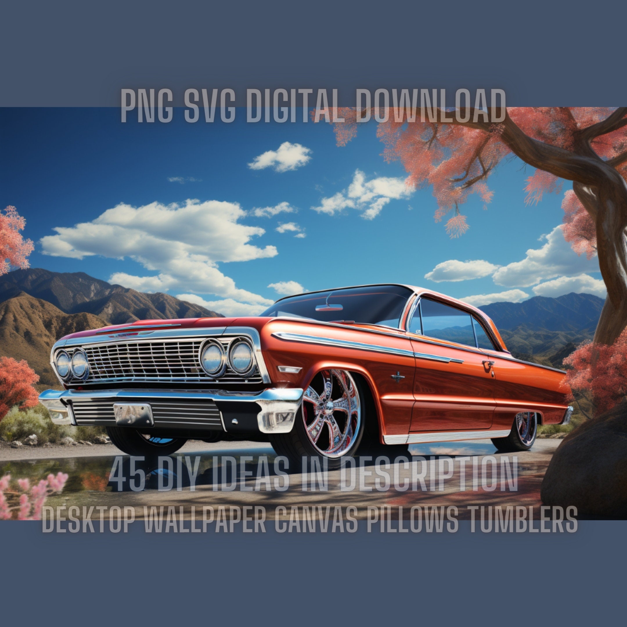 Custom 64 Impala Red Lowrider PNG Bundle, Chicano Lowrider Png ...