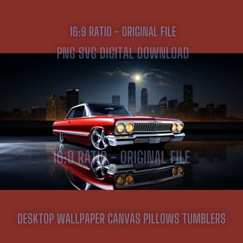 Candy Red 64 Impala Lowrider Cityscape PNG, 5 Aspect Ratio Bundle ...