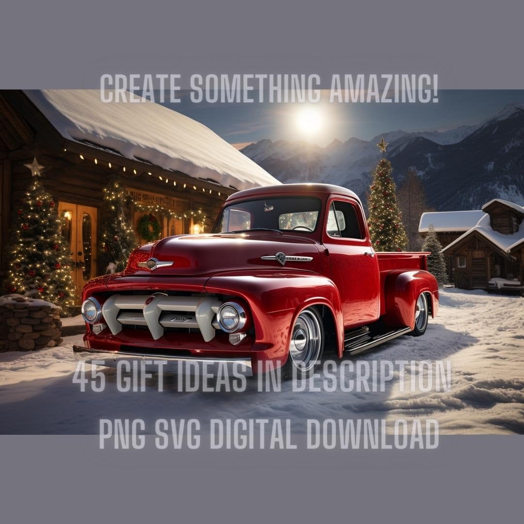 52 Ford Truck Christmas Design PNG Bundle, Christmas C10 Wall Art Png ...