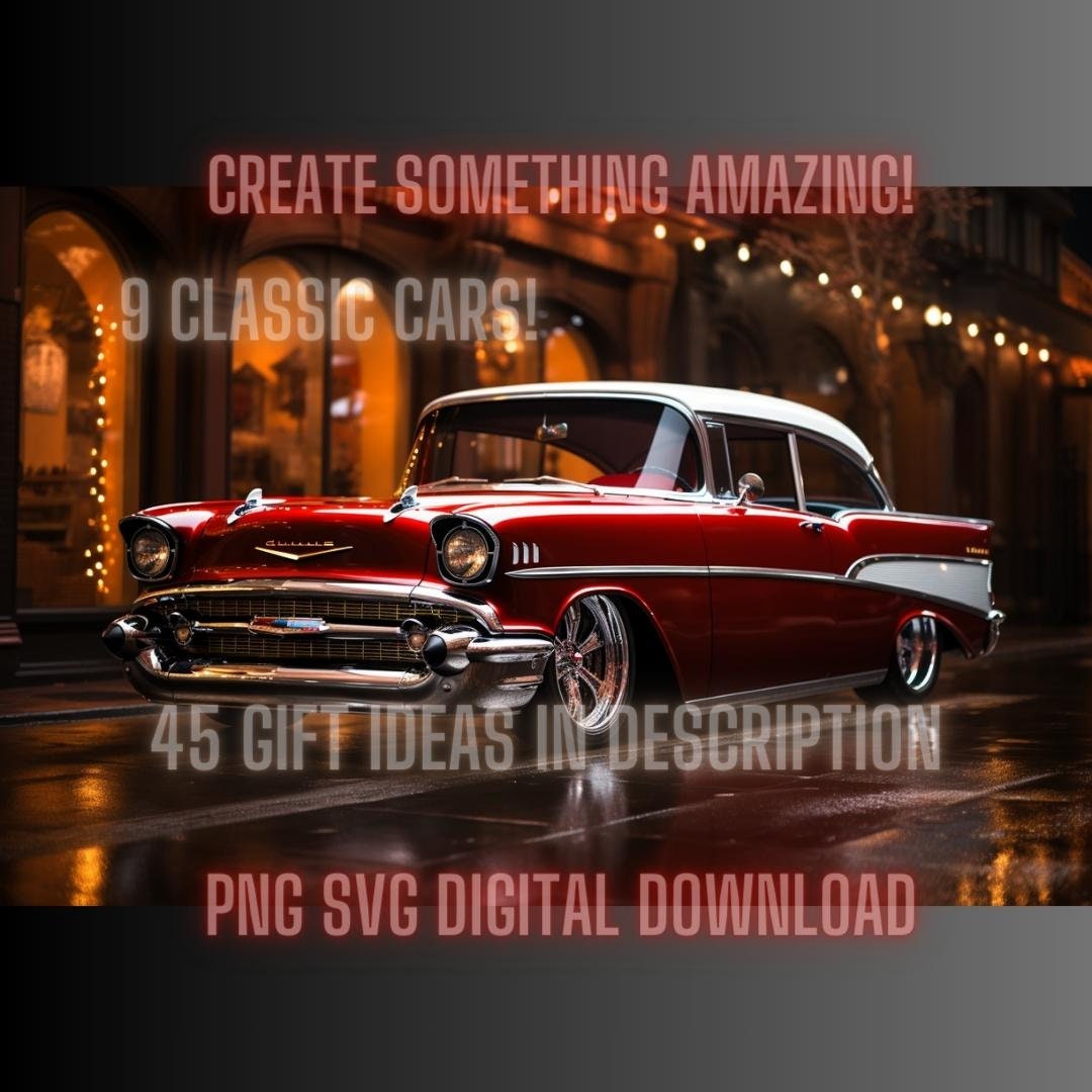 Christmas 57 Chevy PNG, 9 Car Bundle Digital Download, Holiday Muscle ...